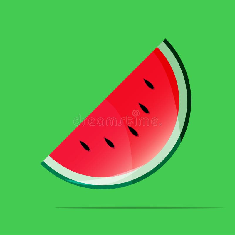 Watermelon Vector Color Illustration. Slice Watermelon Vector Fl Stock ...