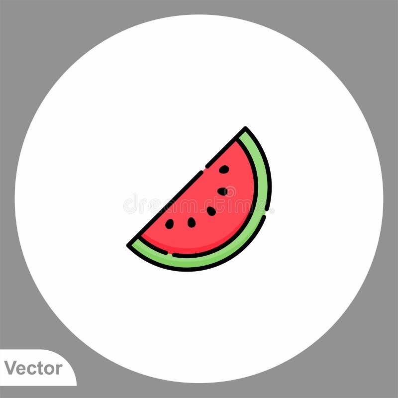 Watermelon Vector Icon Sign Symbol Stock Vector - Illustration of berry ...