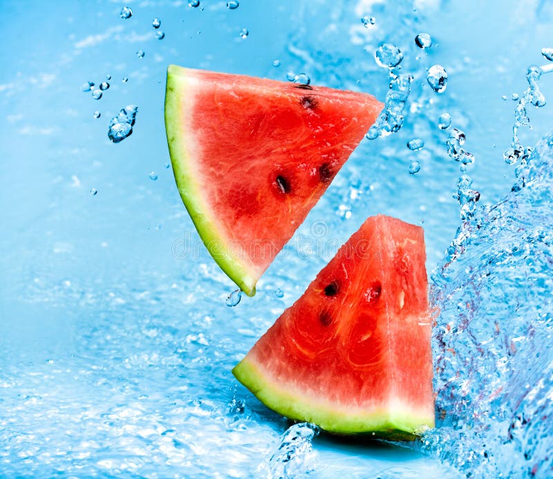 Watermelon and Water Splash Stock Photo - Image of rippled, nature ...