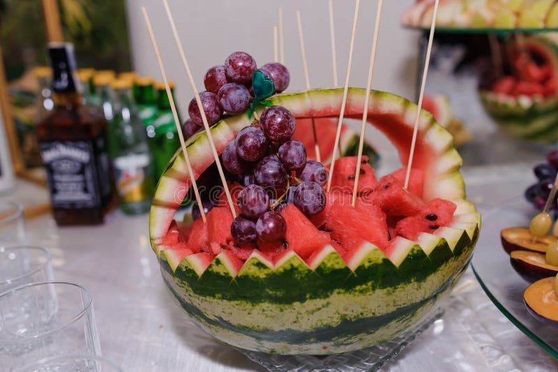 Watermelon at the Wedding Reception. Fruit Buffet Stock Photo - Image ...