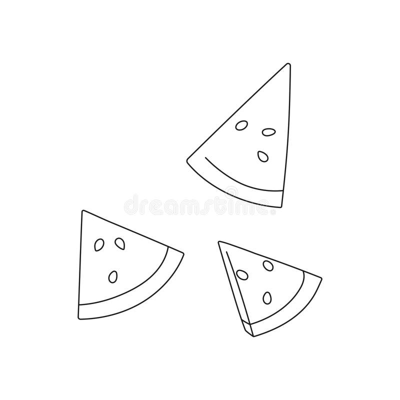Watermelon Wedges. Line Art Vector Illustration Stock Vector ...