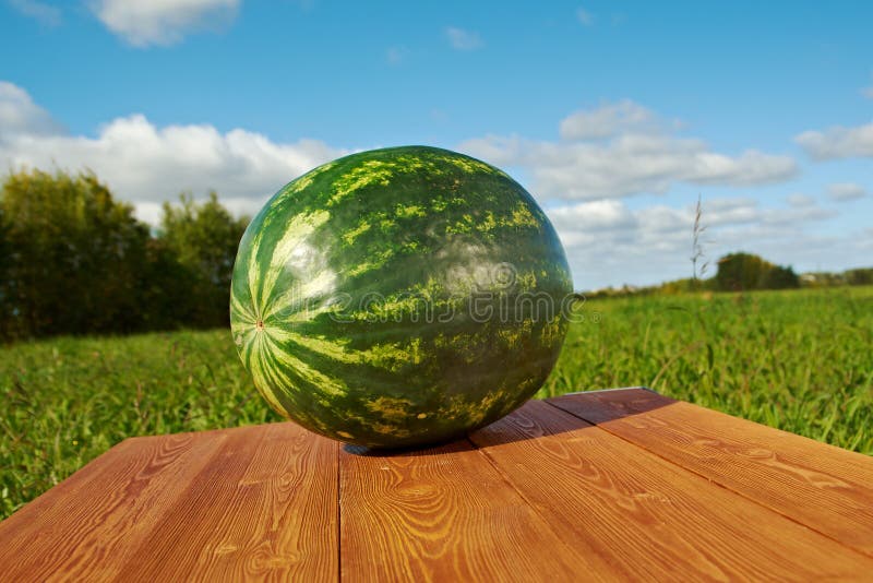 Watermelon on a Wooden Table Stock Photo - Image of fresh, watermelon ...