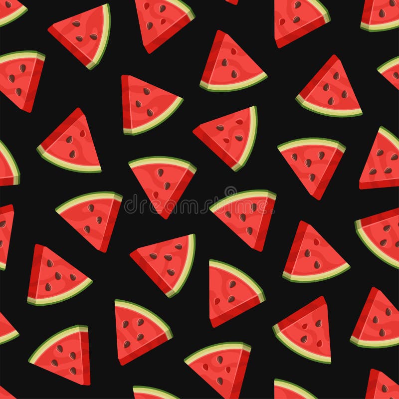 Watermelons Slice Seamless Pattern on Black Background. Vector Stock ... Watermelons Slice Seamless Pattern on Black Background. Vector Stock ...
