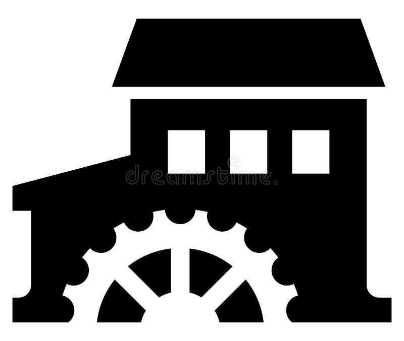 Watermill icon stock vector. Illustration of vector, waterwheel - 40665856
