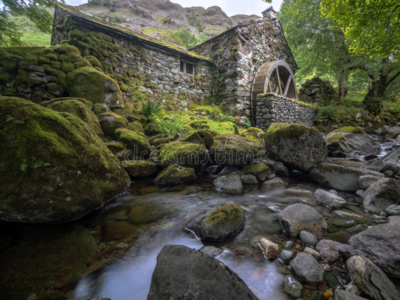 Watermill Lake District with a Stream in the Foreground Stock Photo ...