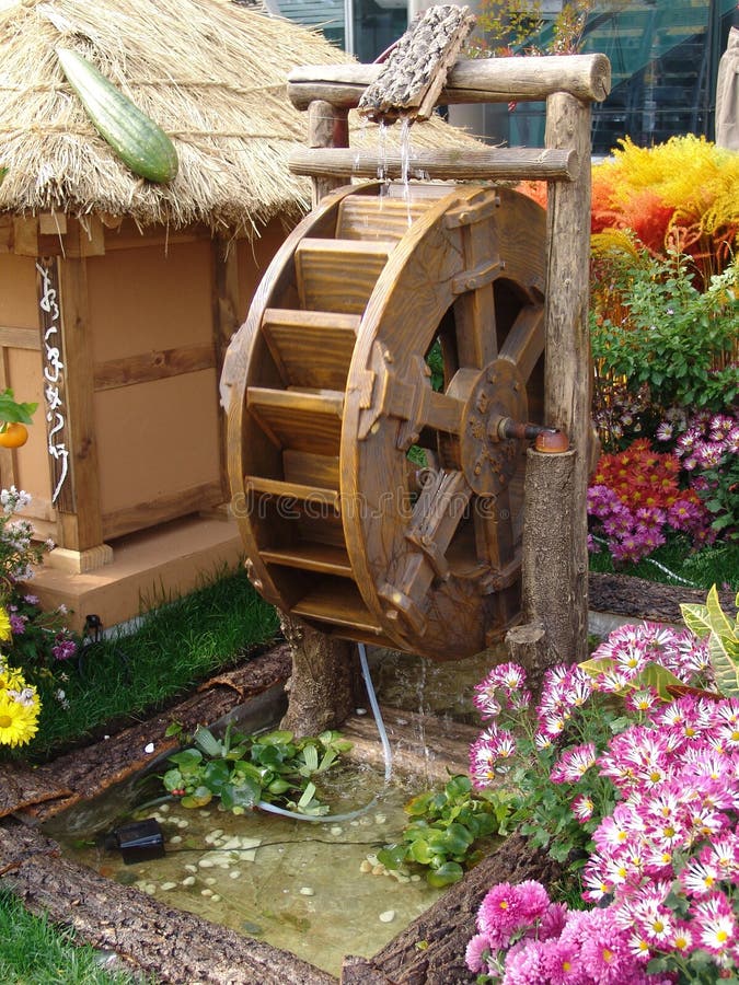 Watermill with Thatched Roof in Ogimachi Gassho Style Village, J Stock ...