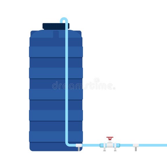 Water Tank Vector. Tap. Blue Water Tank on White Background Stock ...