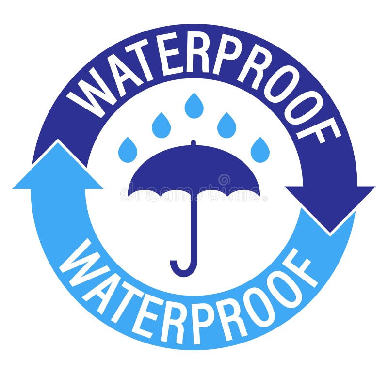 Waterproof Label Sign with the Silhouette of Umbrella and Rain Drops in ...