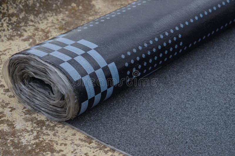 Waterproof Bitumen Roll Covered with Insulation Materials. Stock Photo ...