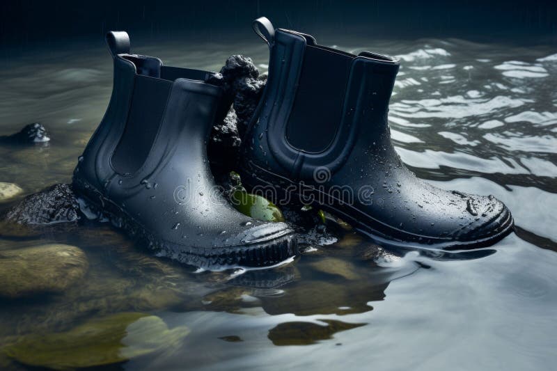 Waterproof Boots Defying Water Splash. Generative Ai Stock Illustration ...