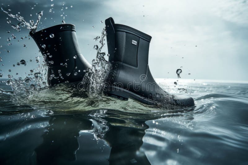 Waterproof Boots Defying Water Splash. Generative Ai Stock Illustration ...