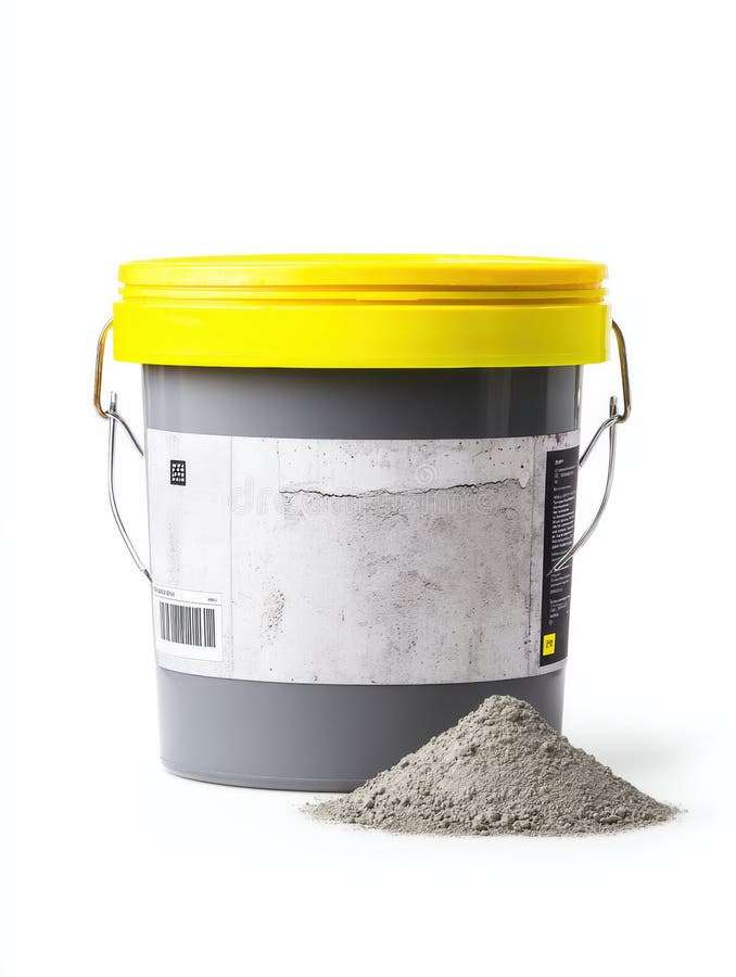 Waterproof Cementitious Mix Container with Yellow Lid and Powder on ...