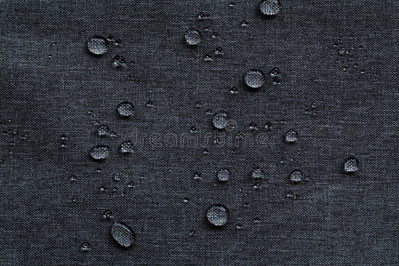 Waterproof Droplets on Fabric. Black Canvas Polyester Texture ...