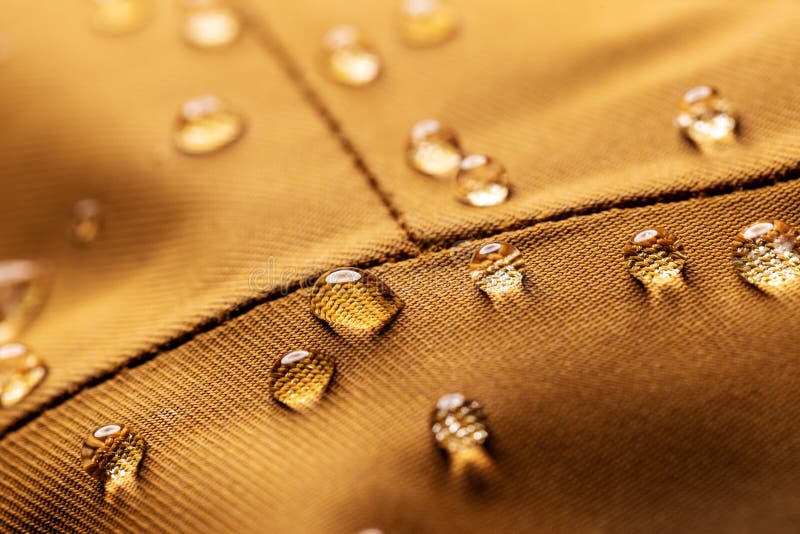 Waterproof Fabric - Closeup of Water Resistant Textile with Water Drops ...