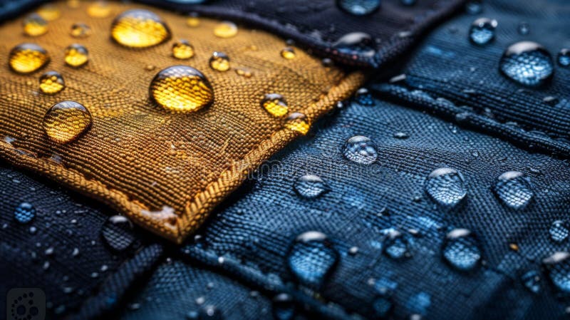 The Waterproof Fabric, Water Drops on the Cloth Stock Photo - Image of ...