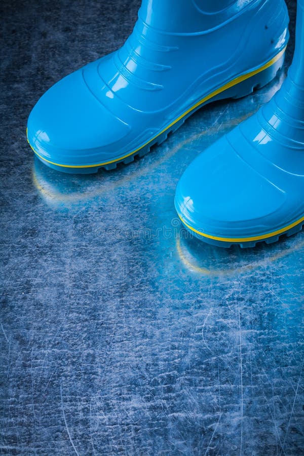 Waterproof Garden Gum Boots on Scratched Metallic Surface Stock Image ...