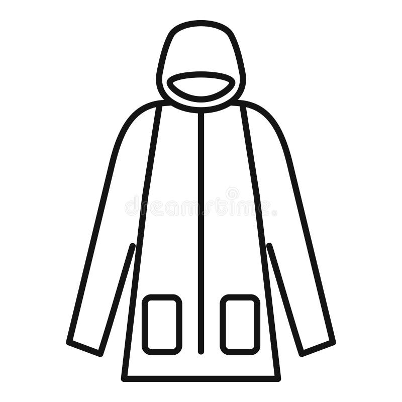 Waterproof Jacket with Hood Icon, Thin Line Style Stock Vector ...