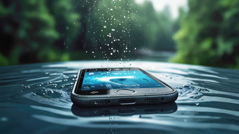 Waterproof Phone in Water Splashes Stock Image - Image of repair ...
