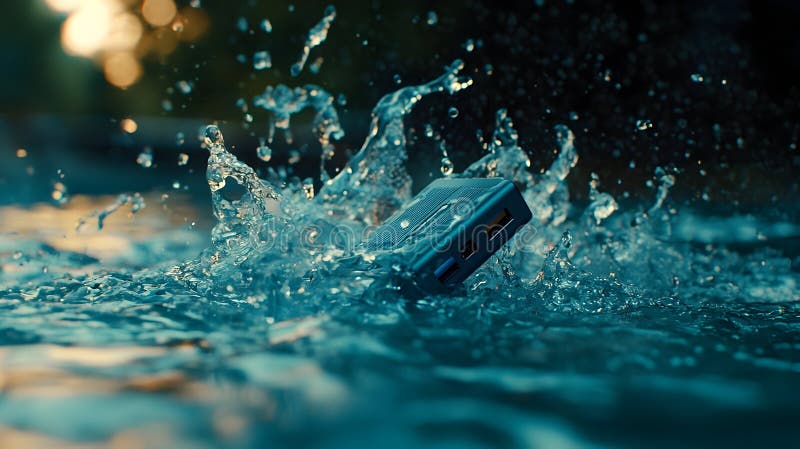 Power Bank in Water Splash stock illustration. Illustration of ...