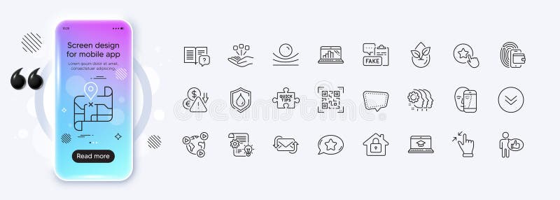 Waterproof, Scroll Down and Touchscreen Gesture Line Icons for Web App ...
