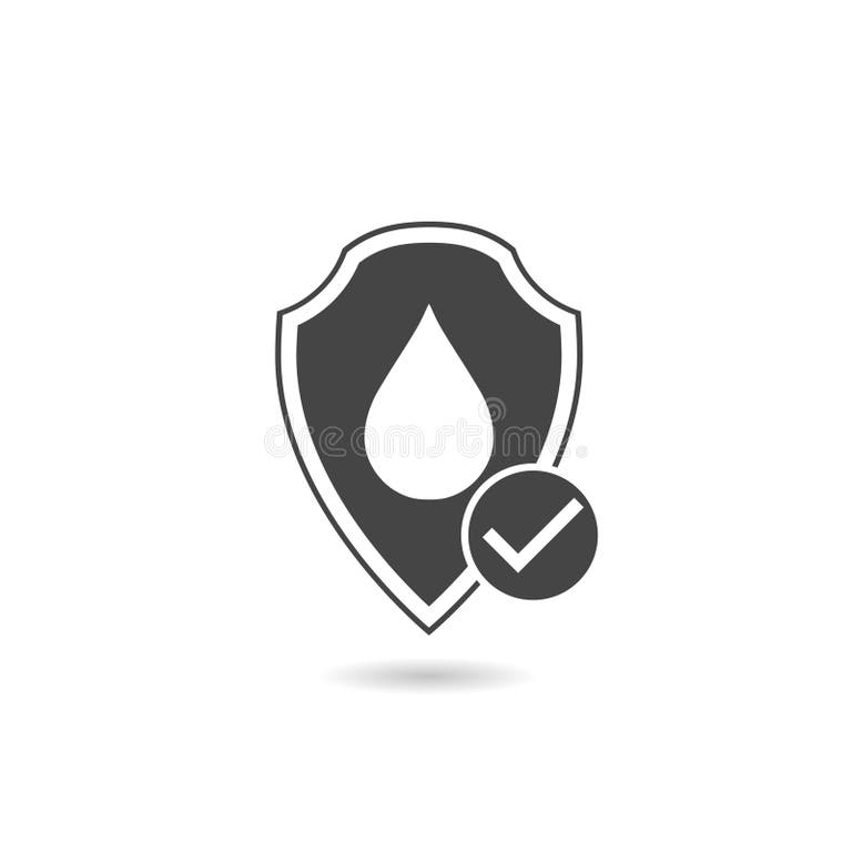 Waterproof Shield Icon with Shadow Stock Vector - Illustration of drop ...