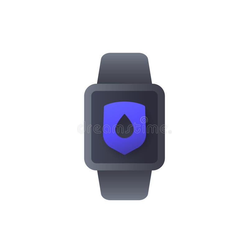 Waterproof Smart Watch Vector Icon on White Stock Vector - Illustration ...