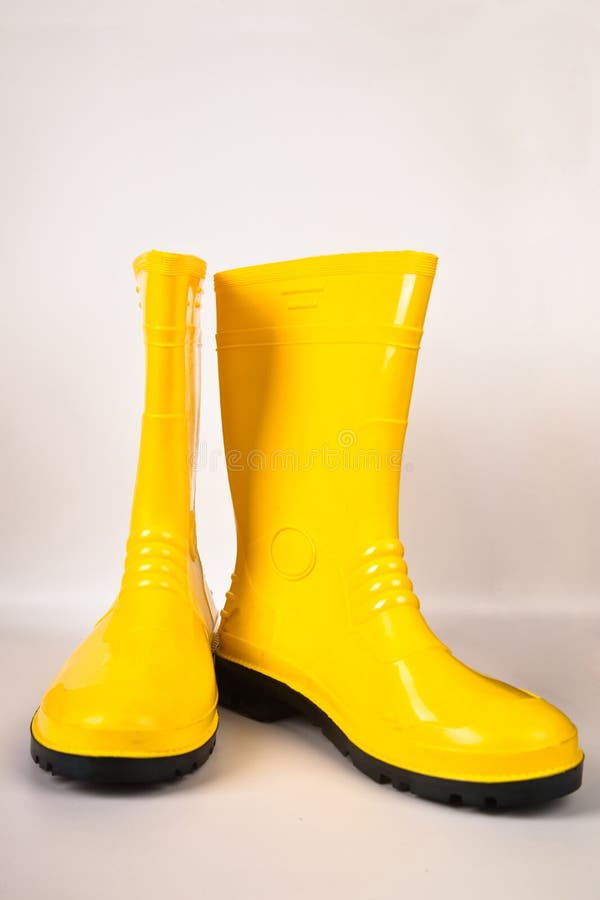 Waterproof Yellow Rubber Boots Isolated on White Background Stock Image ...