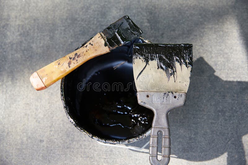 Waterproofing Mastic for the Roof. Repair and Construction Stock Photo ...