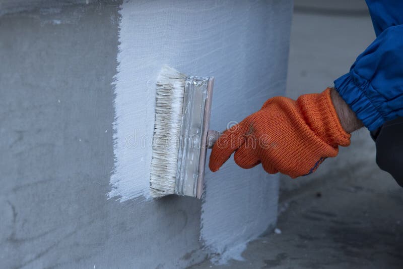 Waterproofing, Priming Process Stock Image - Image of equipment ...