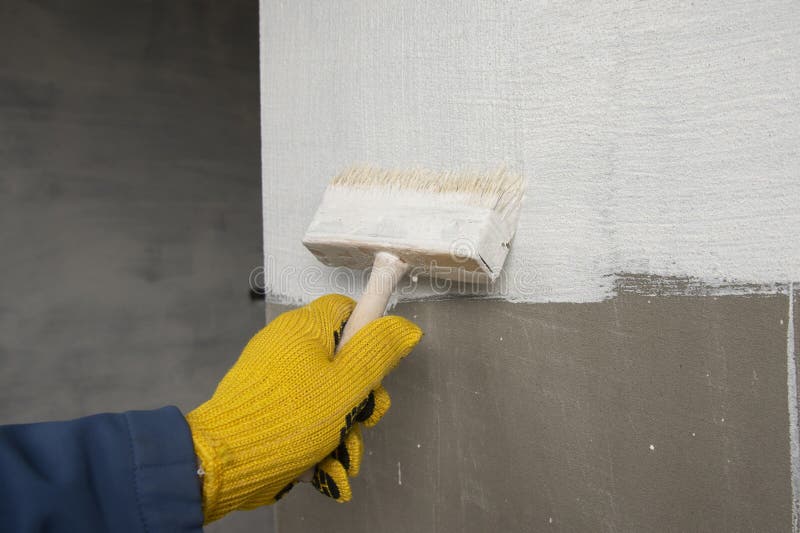 Waterproofing, Priming Process Stock Photo - Image of painter, building ...