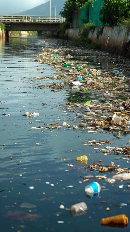 Waterside Disaster Plastic Waste Pollution Evident in the Reservoir ...