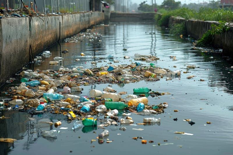 Waterside Disaster Plastic Waste Pollution Evident in the Reservoir ...