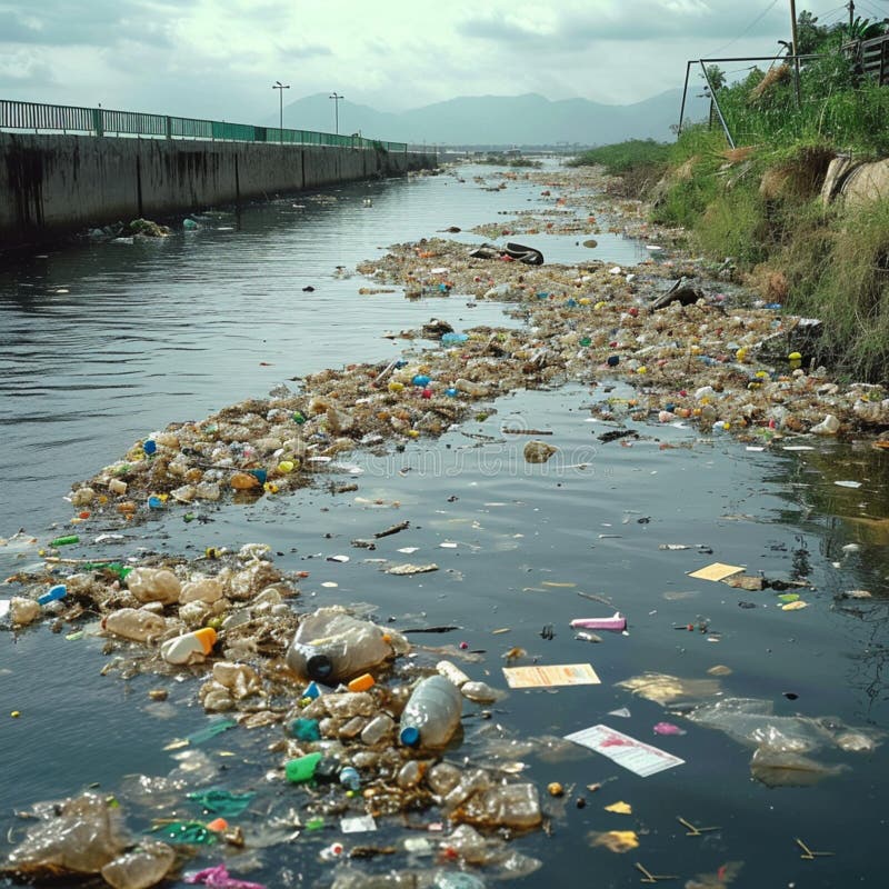 Waterside Disaster Plastic Waste Pollution Evident in the Reservoir ...
