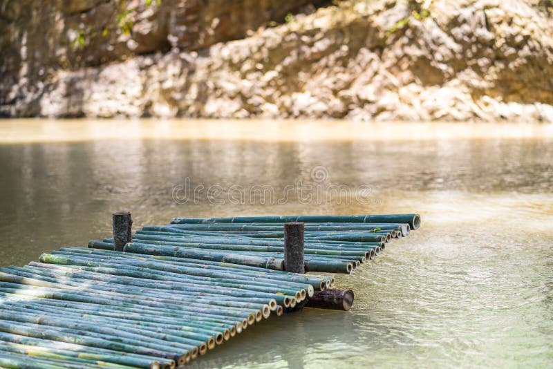 Waterside, Wood Pier Made of Bamboo in the Brook Stock Photo - Image of ...