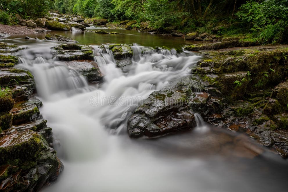 Watersmeet bridge pool stock image. Image of cascade - 156090915