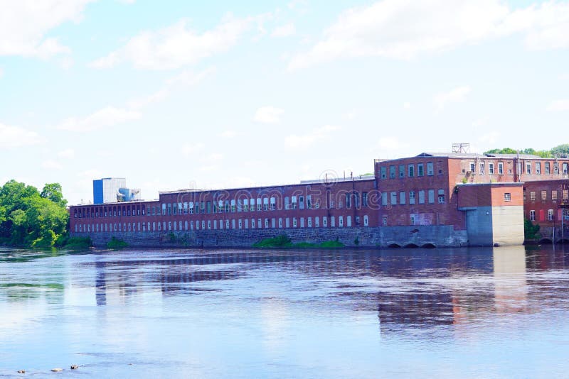 Waterville City, and Kennebec River Stock Photo - Image of river ...