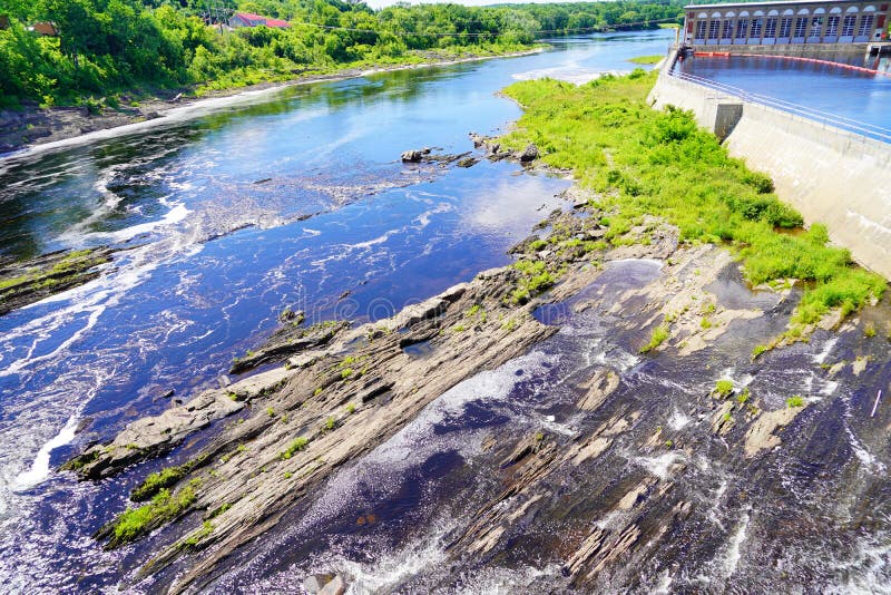 Waterville City, and Kennebec River Stock Image - Image of college ...