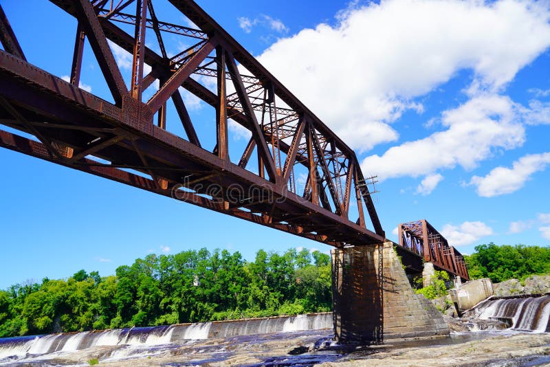 Waterville City, and Kennebec River Stock Image - Image of rapid, blue ...