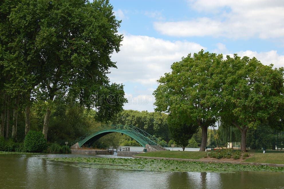 Waterway stock photo. Image of france, bridge, parck, lily - 9207198