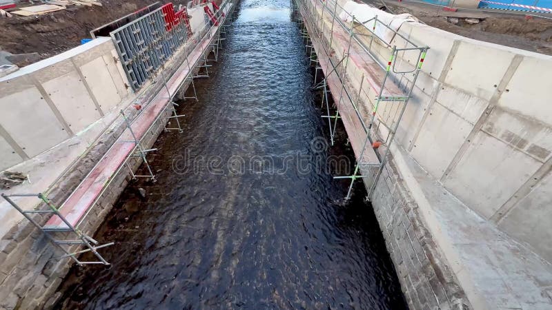 The Waterway Construction Project is Underway with Scaffolding To ...