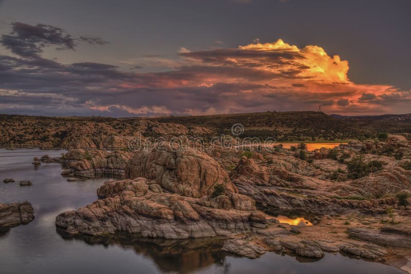 Watson Lake Monsoon stock photo. Image of cloud, sunset - 247324182