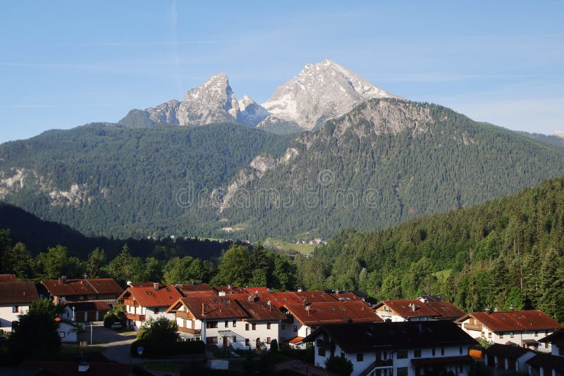 Watzmann Mountain from Berchtesgaden, Germany Stock Image - Image of ...