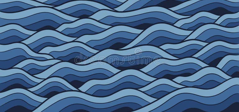 Wave Pattern with Blue Colour Palette Stock Illustration - Illustration ...