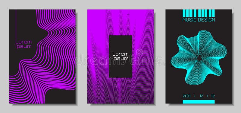 Wave Cover Design Templates Set. Stock Vector - Illustration of ...