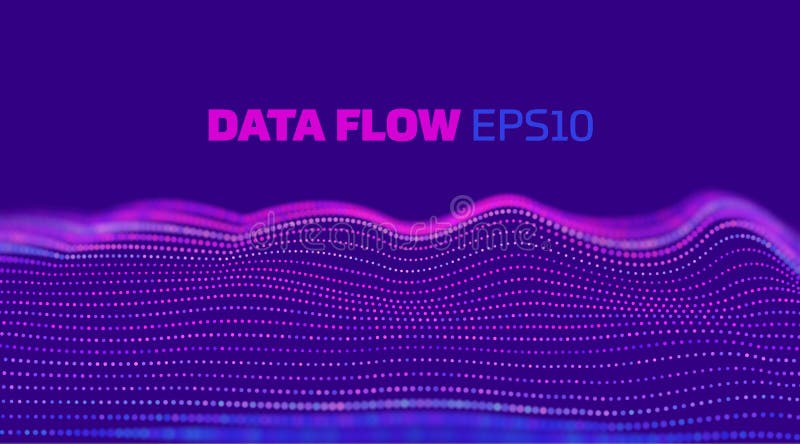 Wave Abstract Data Vector Flow. Mesh of Particle Streaming Stock Vector ...