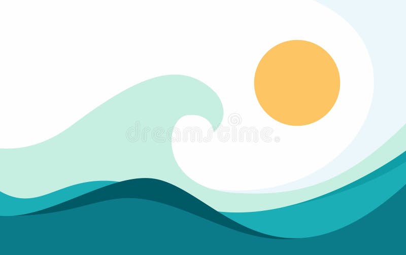 Wave Abstract with Sun Background Vector Illustration Stock ...