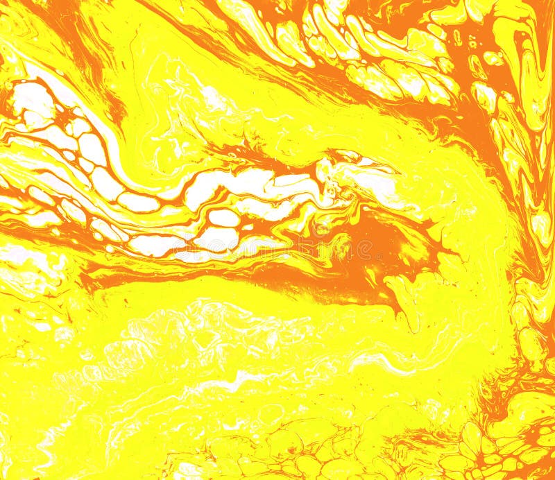 Wave Abstract Texture in Fluid Art Bubbles Style in Yellow Tones. Stock ...