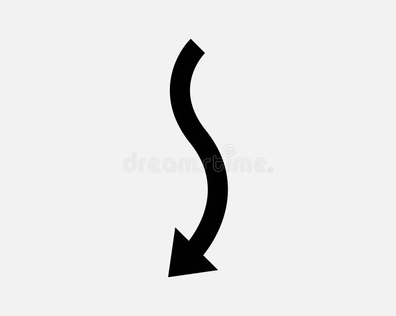 Wave Arrow Down Right Side Icon Bend Curve Curvy Curly Wavy Path ...