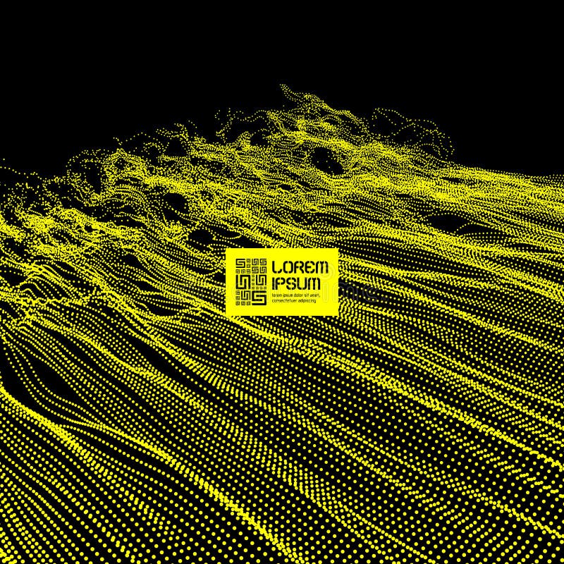 Wave Background. Ripple Grid. Illustration with Dots. Network Design ...