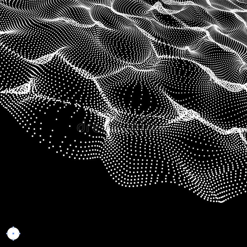 Wave Background. Ripple Grid. Abstract Vector Illustration. 3D ...